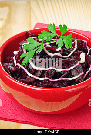 Vegetarian cuisine - Beetroot salad with mayonnaise served dill Stock ...