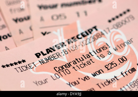 British National Lottery - receipt advising of a win, with scrumpled ...