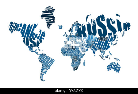 Text world map Stock Photo - Alamy