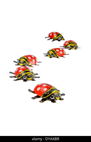 chocolate ladybird wrapped in aluminum foil isolated on white ...