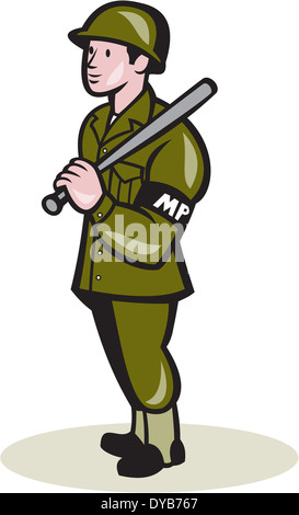 Military Police With Night Stick Baton Cartoon Stock Photo - Alamy