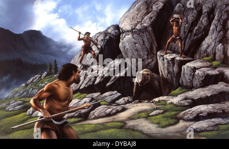 Stone age man hunting wild bears Stock Photo: 67219353 - Alamy