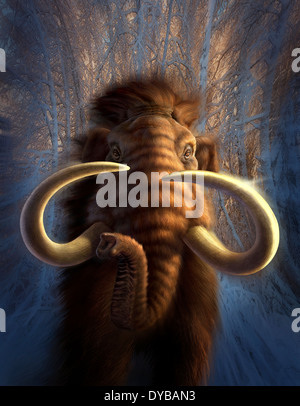 woolly mammoth, prehistoric mammal front view isolated with shadow on ...