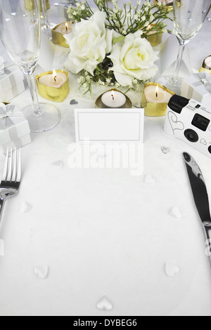 elevated view of a wedding table setting Stock Photo - Alamy