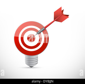 Red light bulb on the target sign Stock Photo - Alamy