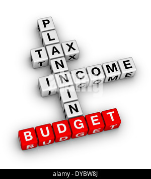 budget planning cubes crossword puzzle Stock Photo - Alamy