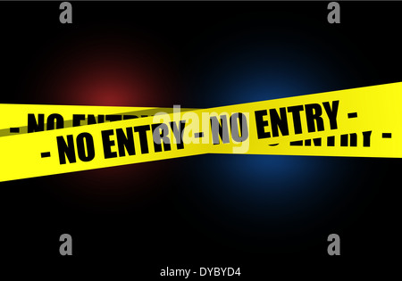 no entry yellow, warning tape illustration design over a white ...