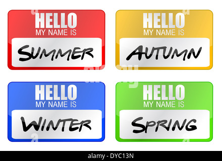 Hello My Name is Summer name tag sticker in red seasonal color Stock ...