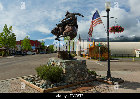 Main Street Joseph Oregon in the autumn with fresh snow on the Wallowa ...