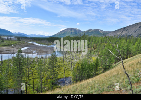 Mountain river Suntar. Landscape of the far corners of the earth in ...