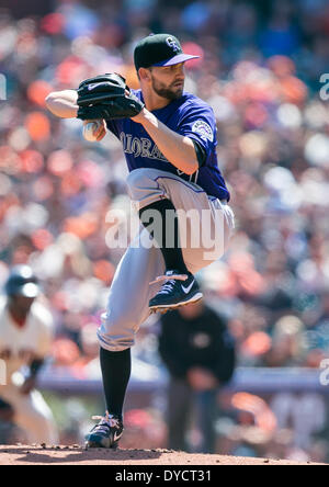 Colorado Rockies' Tyler Chatwood in action during a baseball game ...