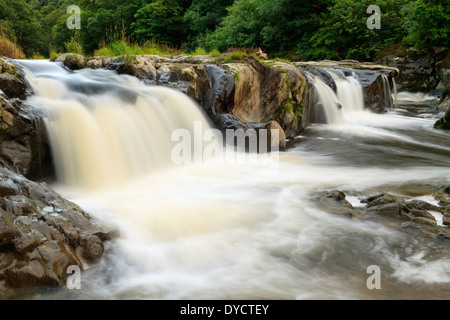 The falls (waterfalls) on the River Teifi at the village of Cenarth in ...