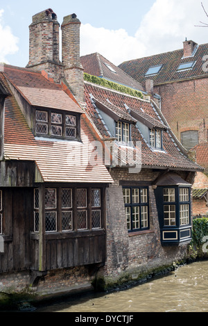 The historical Flemish houses on the water canals of Ghent, Belgium ...