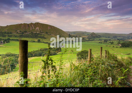 Chrome Hill a limestone reef knoll near Longnor in the Peak District ...