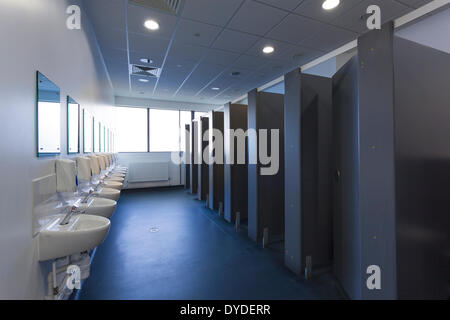 Unoccupied female public toilets with wash basins and mirrors Stock ...