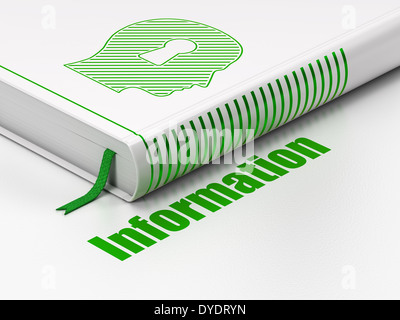 Data concept: book Head With Keyhole, Information on white background ...