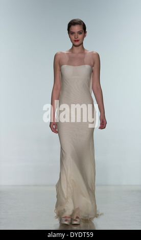 Model walks runway for Amsale collection by Amsale Aberra during bridal ...