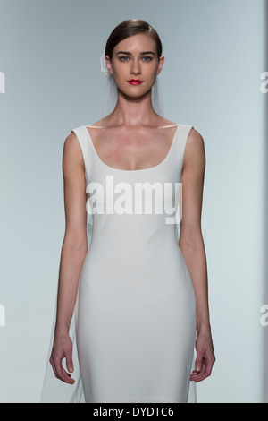 Designer Amsale Aberra walks runway at Amsale fashion show during Fall ...