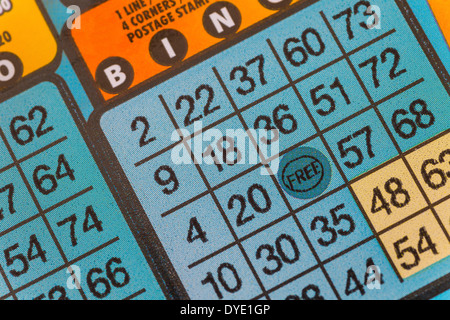 Detail of a bingo lottery scratch ticket Stock Photo - Alamy