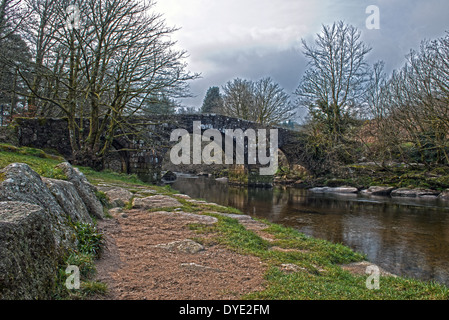 Huccaby Bridge Hexworthy Dartmoor National Park Devon England UK Stock ...