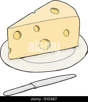 Triangular cheese piece close-up, 3d rendering. Cheese, dairy products ...