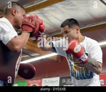 Usa. 15th Apr, 2014. Marcos ''El Chino'' Maidana works out for the ...