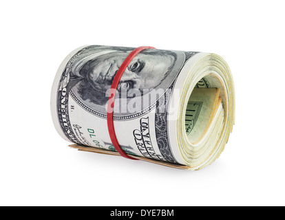 Large Roll of Cash Money Isolated on White Stock Photo - Alamy