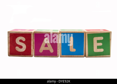 Blocks with Sale word isolated on white Stock Photo - Alamy