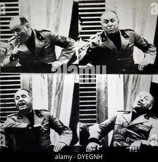 Benito Mussolini the Italian fascist leader in an open top car with his ...