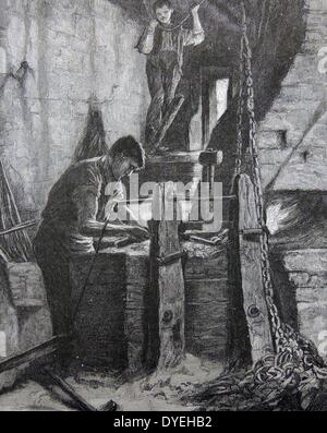 Making chains in the Cradley Heath district of the Black Country in the ...