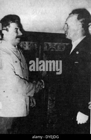 Stalin and Ribbentrop August 1939 the signing of the non aggression ...