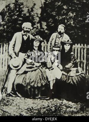 Karl Marx, Friedrich Engels and the daughters Jenny, Eleanor and Laura ...