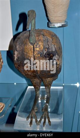 Mummy of an ibis with applique figure of the god Nefertum 305 B.C Stock ...