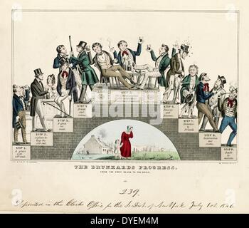 The drunkard's progress. Published:1846. lithograph, hand-coloured ...