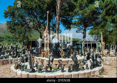 Zimbabwean stone sculptures displayed outdoors, Cape Peninsula, South ...