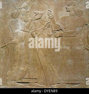 relief depicting a king and eunuch attendant, 883–859 b.c.; Neo ...