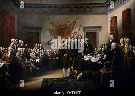 John Trumbull’s painting, ‘Declaration of Independence’, depicts the ...