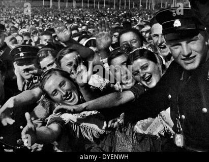 Adolf Hitler 1889-1945. receiving the adulation of a crowd in Buckeberg ...