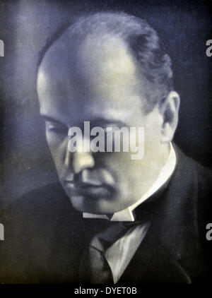 Benito Mussolini the Italian fascist leader in an open top car with his ...