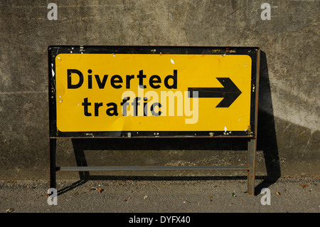 Diverted Traffic sign Stock Photo - Alamy