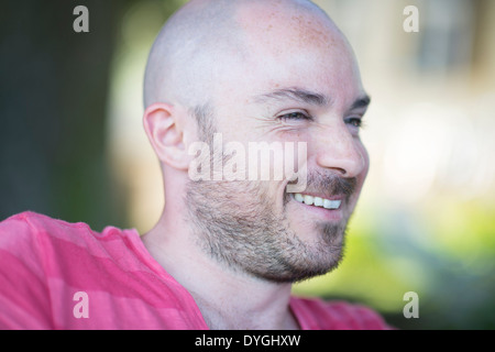 Face Portrait (MR) of a Bald-headed man, skinheads, stainless steel ...