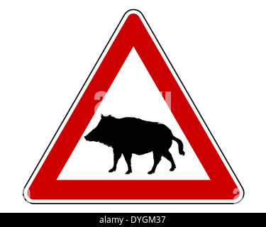 Wild boar warning sign Stock Photo - Alamy