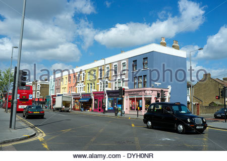 The High Road in Leyton, London with a mural designed by Camille Walala ...