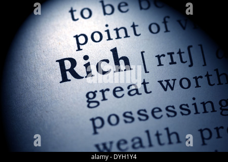 Fake Dictionary, Dictionary definition of the word rich Stock Photo - Alamy