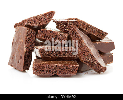 Closeup detail of chocolate parts on white background Stock Photo - Alamy