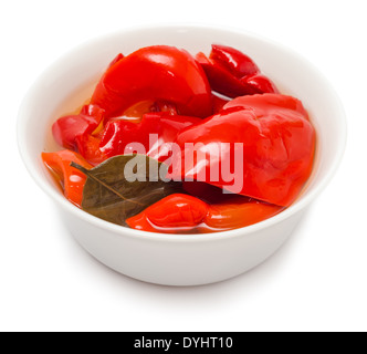 Glass jar with pickled red bell pepper Stock Photo - Alamy