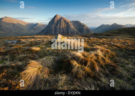 Pyramidal peak of Buachaille Etive Mor from Rannoch Moor, Highland ...