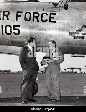 Lin Hendrix is pictured with the Republic F-105 Thunderchief, a jet ...