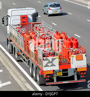 BOC lorry truck and trailer loaded with cylinders of industrial gases ...