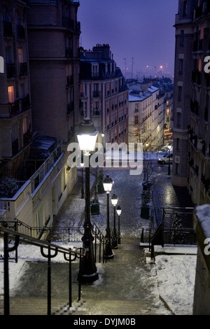 Montmartre, Paris in heavy snow. Rare winter conditions. Montmartre ...